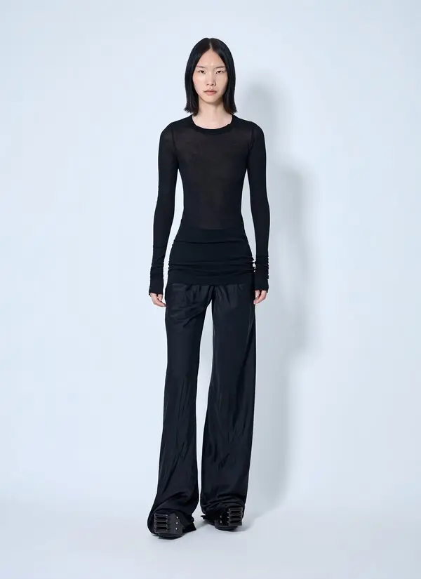 Rick Owens Long Sleeve Sheer Knit Top - Black