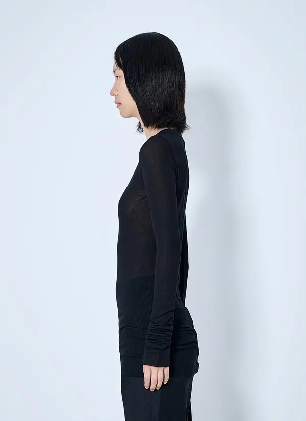 Rick Owens Long Sleeve Sheer Knit Top - Black