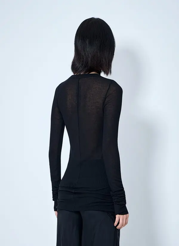 Rick Owens Long Sleeve Sheer Knit Top - Black