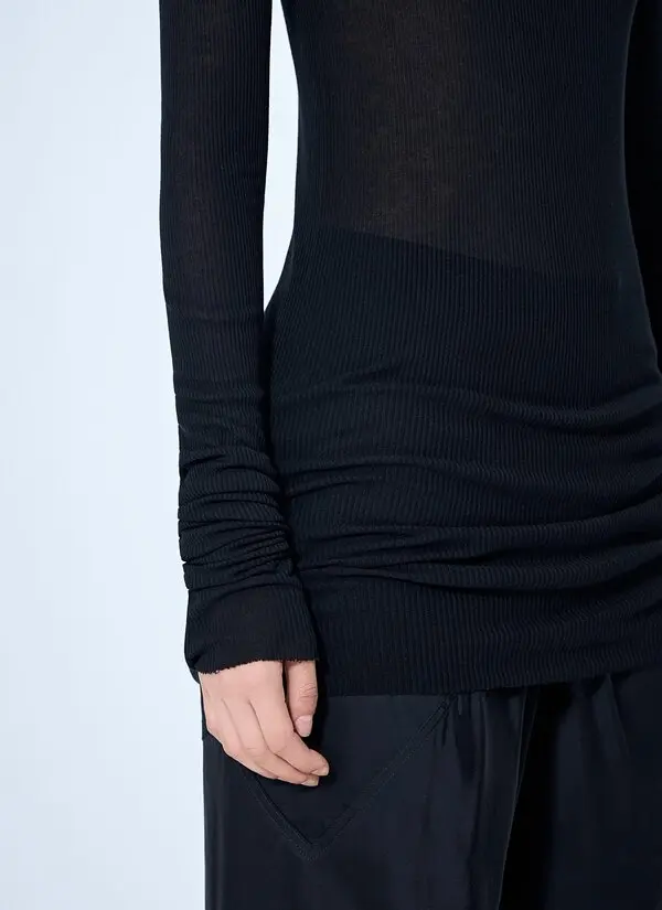 Rick Owens Long Sleeve Sheer Knit Top - Black