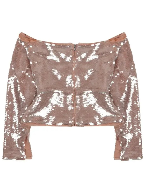 SELF-PORTRAIT Sequined Top - Cream