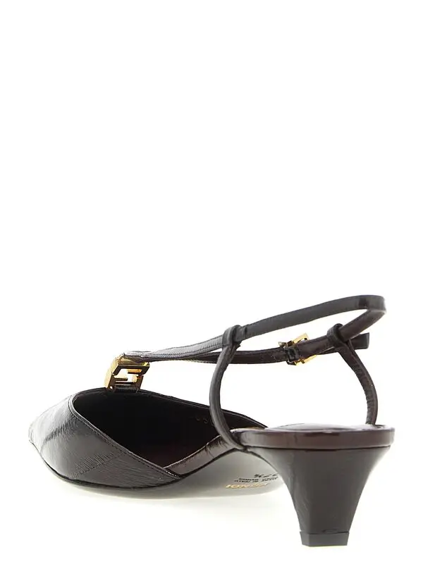 Fendi Ffold Leather Slingback - Brown