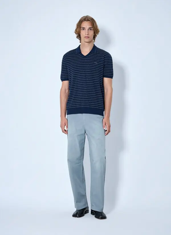 Miu Miu Striped V-neck Polo Shirt