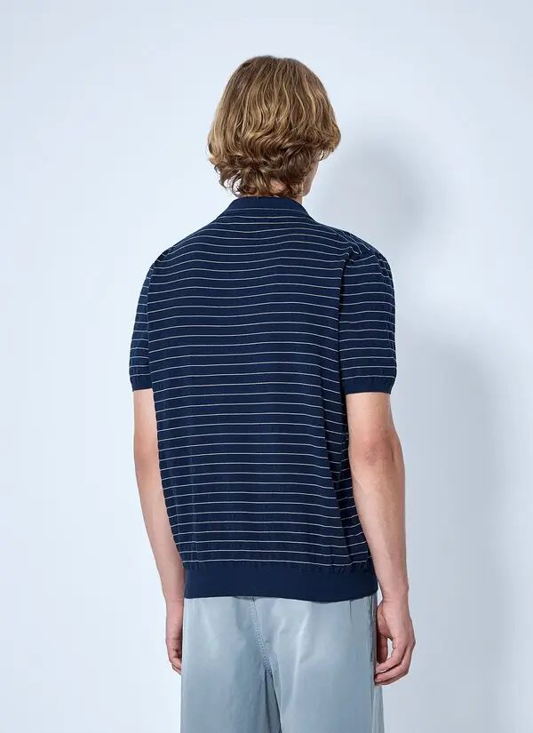Miu Miu Striped V-neck Polo Shirt