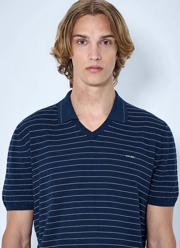 Miu Miu Striped V-neck Polo Shirt