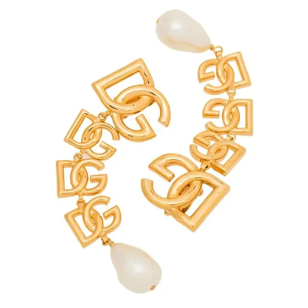Dolce & Gabbana Multi Dg Logo Drop Earrings - Gold