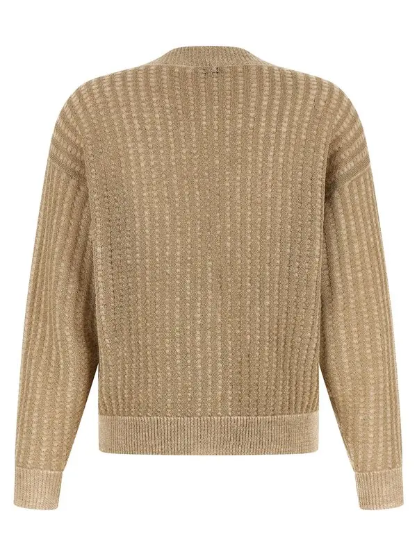 Peserico Waffle Lamé Cardigan - Cream
