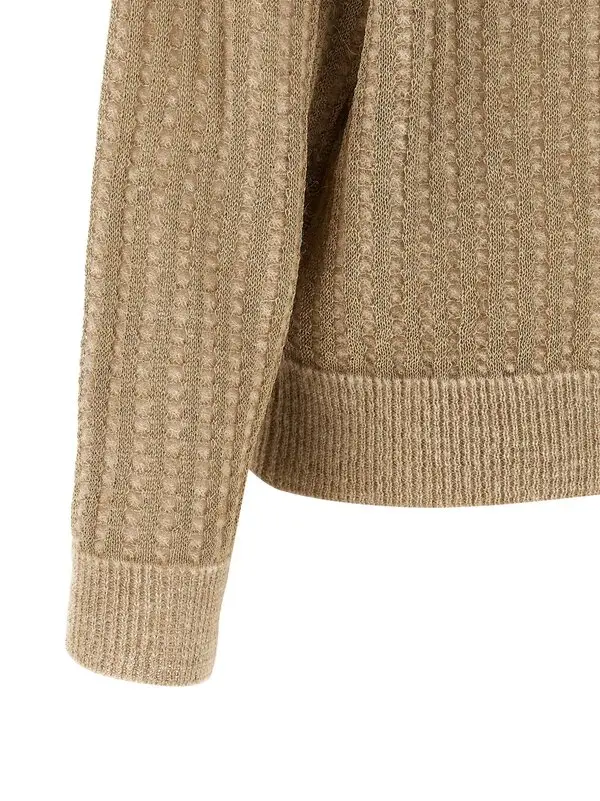 Peserico Waffle Lamé Cardigan - Cream