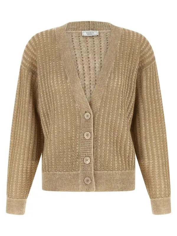 Peserico Waffle Lamé Cardigan - Cream