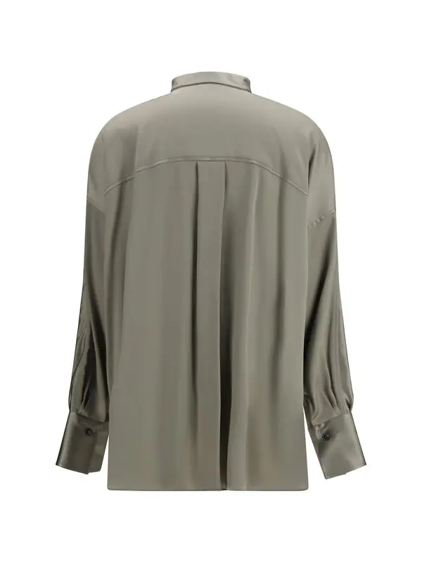 Brunello Cucinelli Silk Shirt With Monili Details - Green