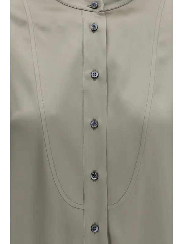 Brunello Cucinelli Silk Shirt With Monili Details - Green