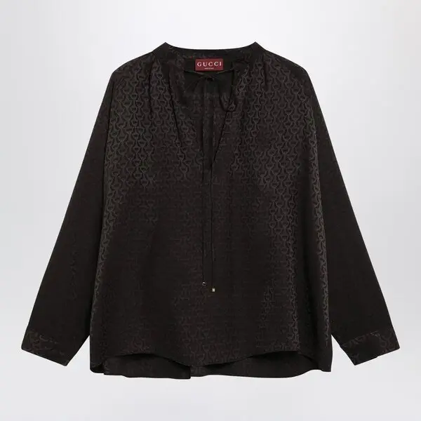 Gucci Silk Jacquard Shirt With Horsebits - Cream