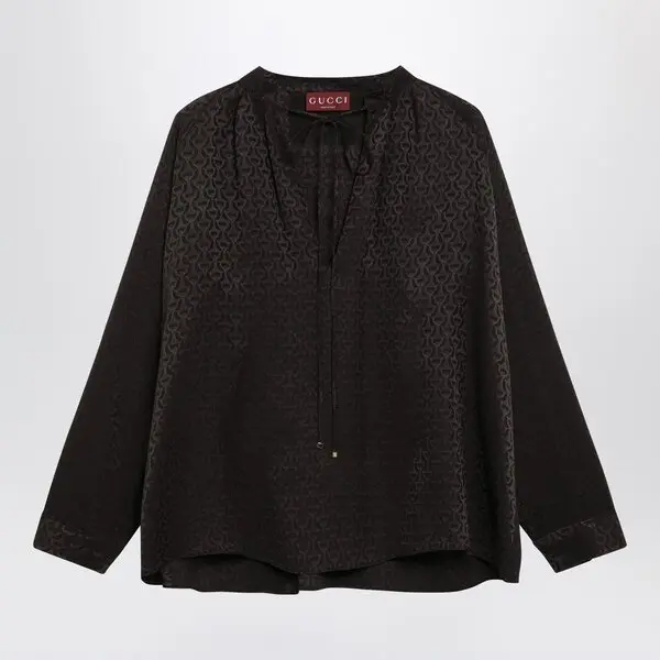 Gucci Silk Jacquard Shirt With Horsebits - Cream
