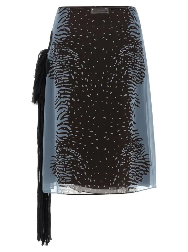 FERRAGAMO Silk Blend Georgette Midi Skirt - Multicolor