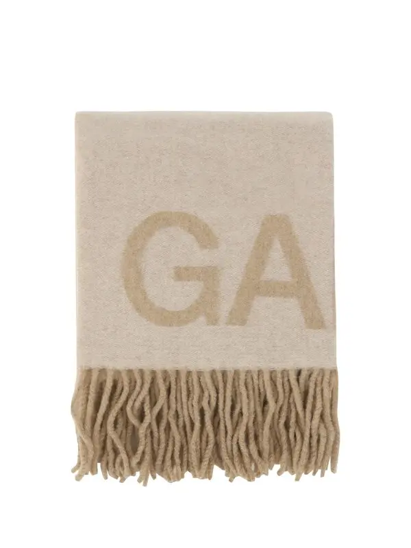 GANNI Fringed Wool Scarf - White