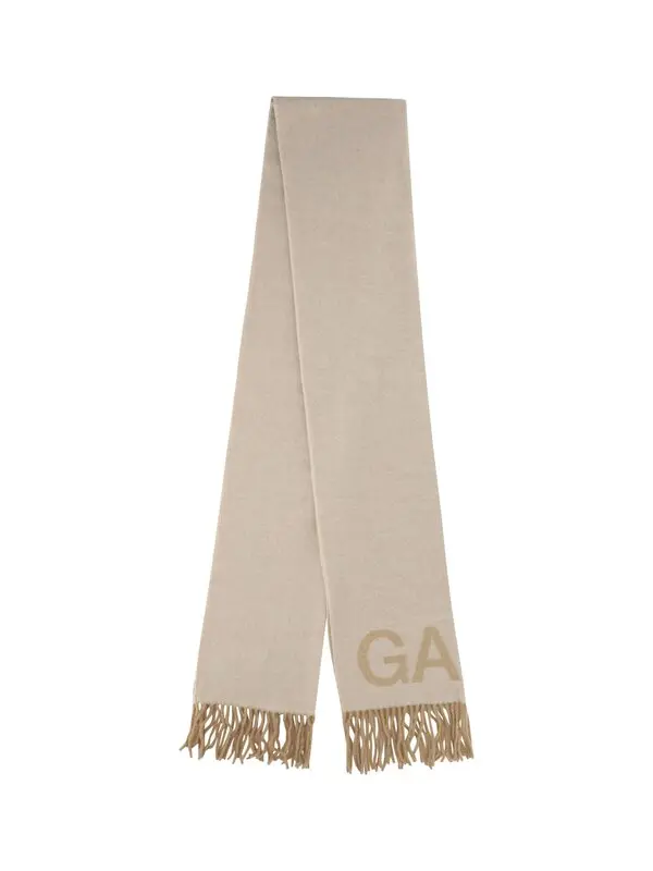 GANNI Fringed Wool Scarf - White