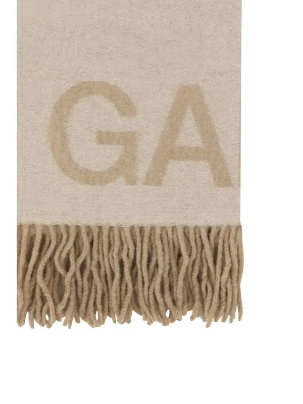 GANNI Fringed Wool Scarf - White