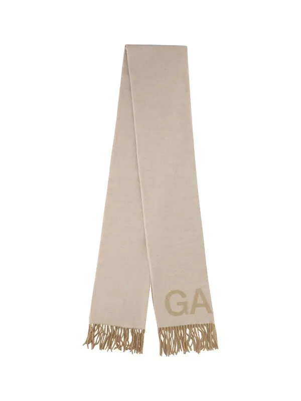 GANNI Fringed Wool Scarf - White