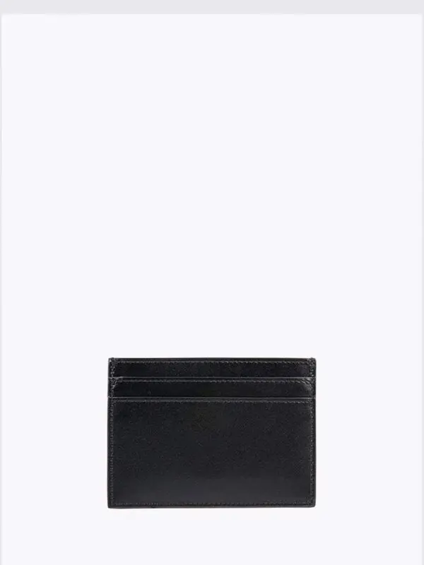 Saint Laurent Cassandre Flat Card Holder In Calfskin With Monogram - Black