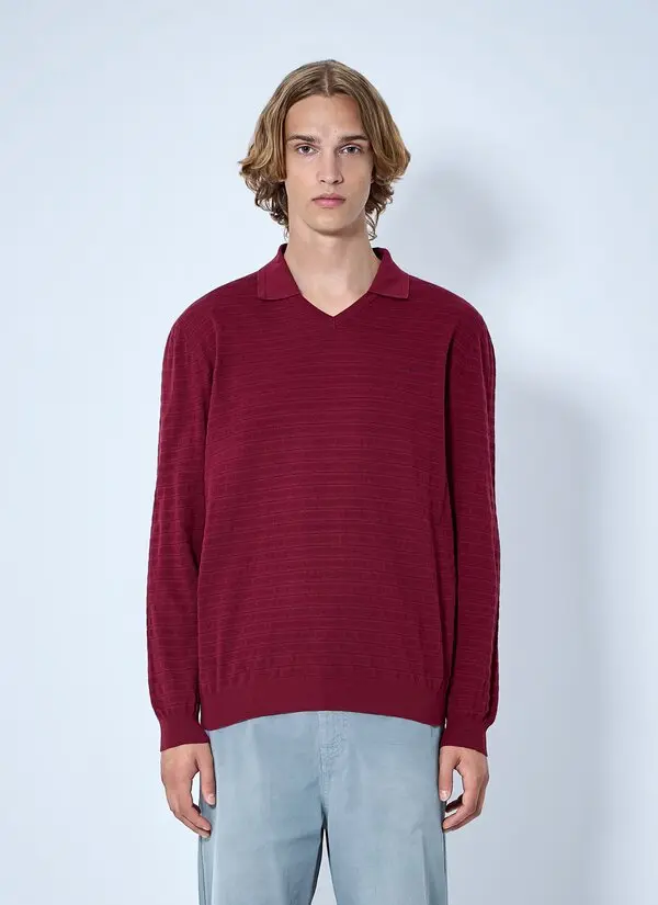 Miu Miu Striped V-neck Polo Shirt