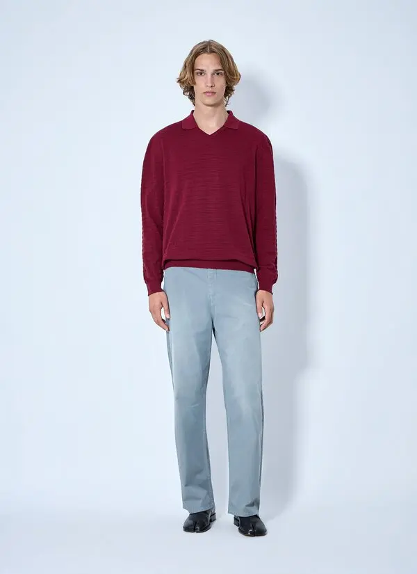 Miu Miu Striped V-neck Polo Shirt