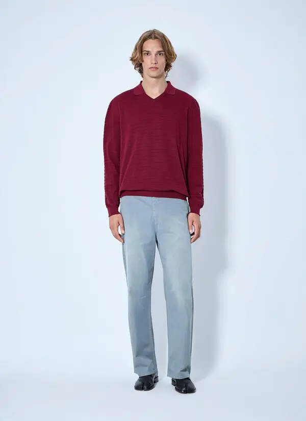 Miu Miu Striped V-neck Polo Shirt