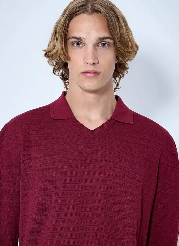 Miu Miu Striped V-neck Polo Shirt