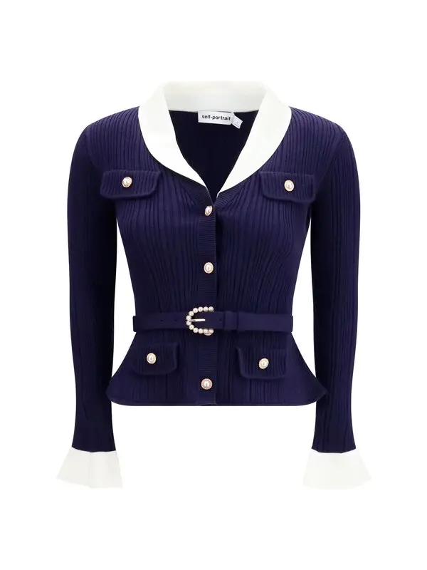 SELF-PORTRAIT Ribbed Cardigan
