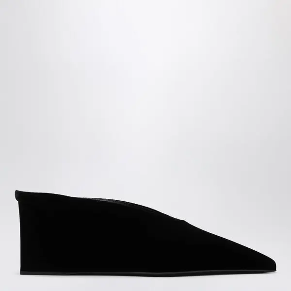 Alaïa Velvet Cube-heeled Mule - Black