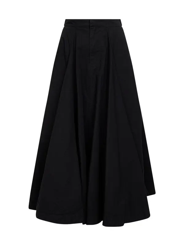 Balenciaga Black Cotton Ripstop Godet Maxi Skirt - Multicolor