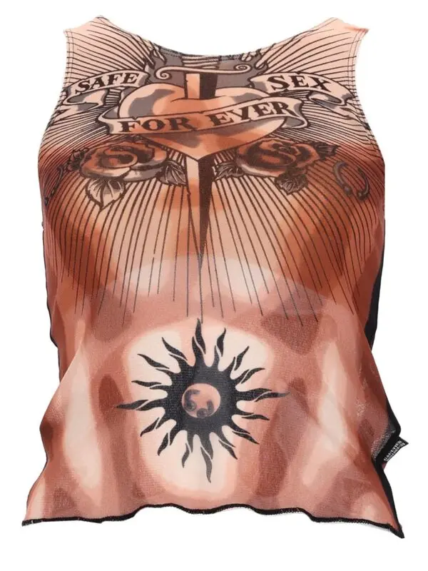 JEAN PAUL GAULTIER Safe Sex Tatoo Print Top - Multicolor