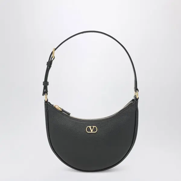 Valentino Garavani Vlogo Signature Mini Hobo Bag In Leather - Black