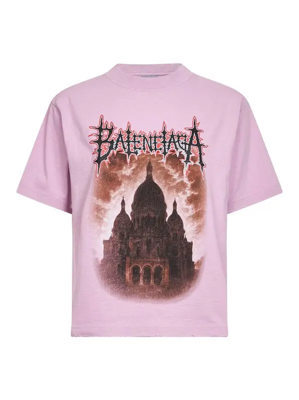 Balenciaga Old Pink Sacré Cœur Medium Fit T-shirt - Multicolor