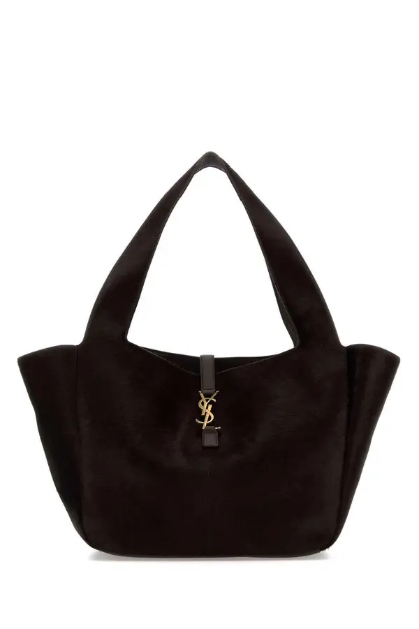Saint Laurent Chocolate Calf Hair Le 5 Ã  7 Bea Shopping Bag - Brown