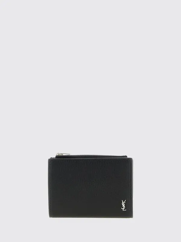 Saint Laurent Tiny Cassandre Hammered Leather Wallet