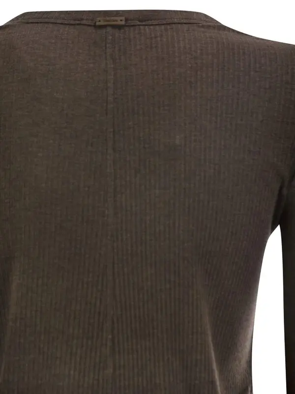 Max Mara Mxmsalmone Ribbed Lyocell And Silk T-shirt - Brown