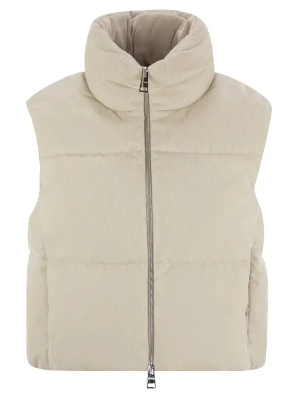 Herno Velvet Sleeveless Down Jacket - Cream