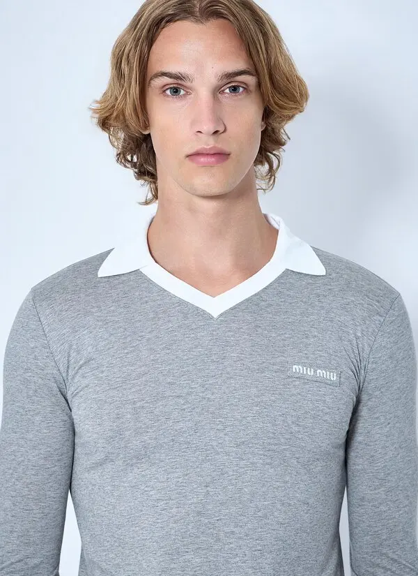 Miu Miu Collared Long Sleeve Knit Sweater