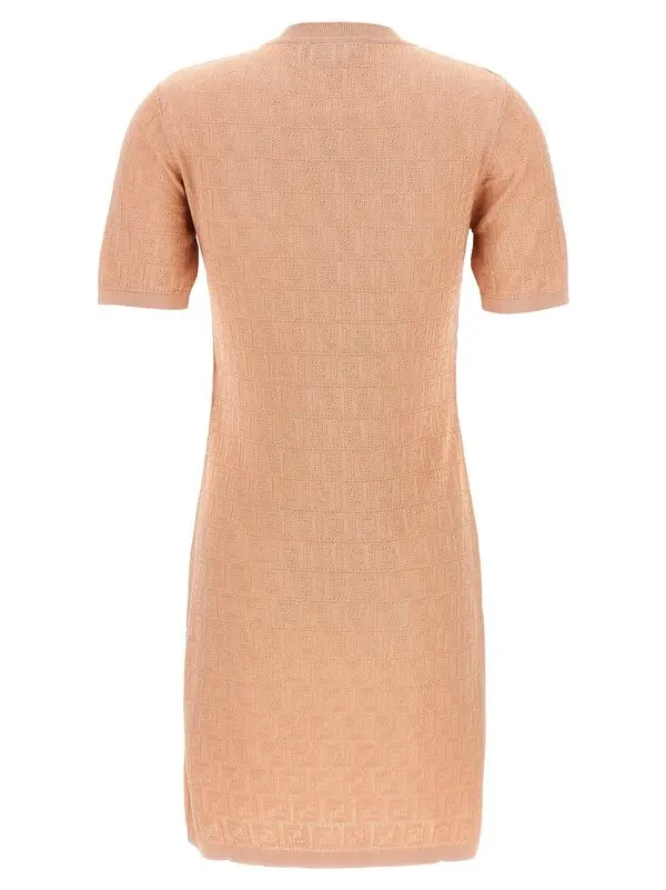 Fendi Cotton Micro Ff Pattern Mini Dress