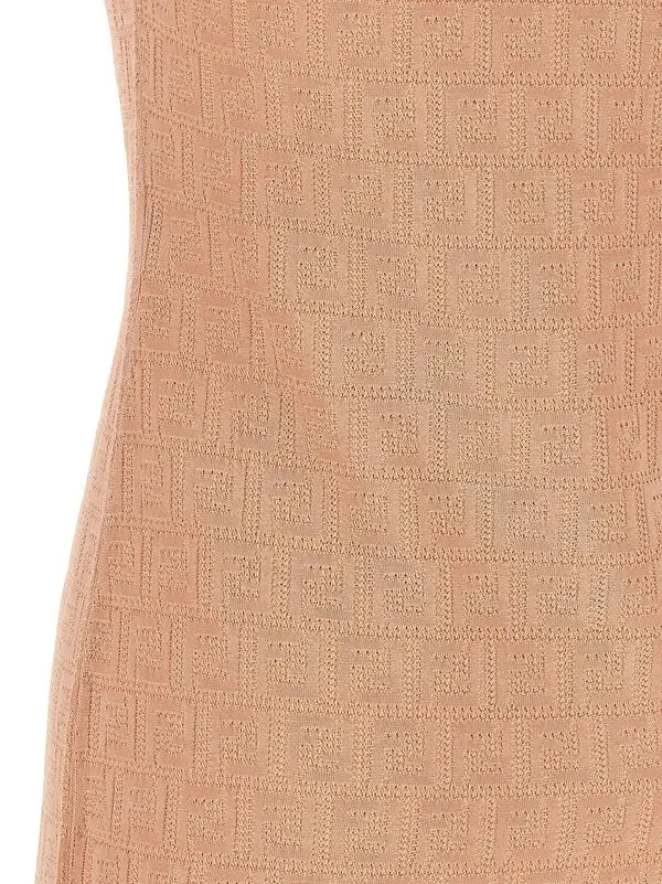 Fendi Cotton Micro Ff Pattern Mini Dress