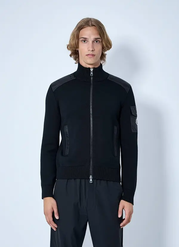 Moncler Zip-up High-neck Sweater - Black