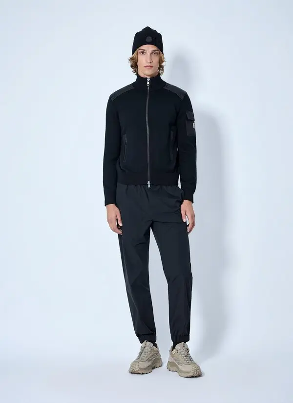 Moncler Zip-up High Neck Sweater - Black