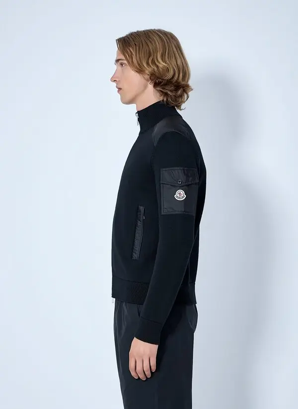 Moncler Zip-up High Neck Sweater - Black