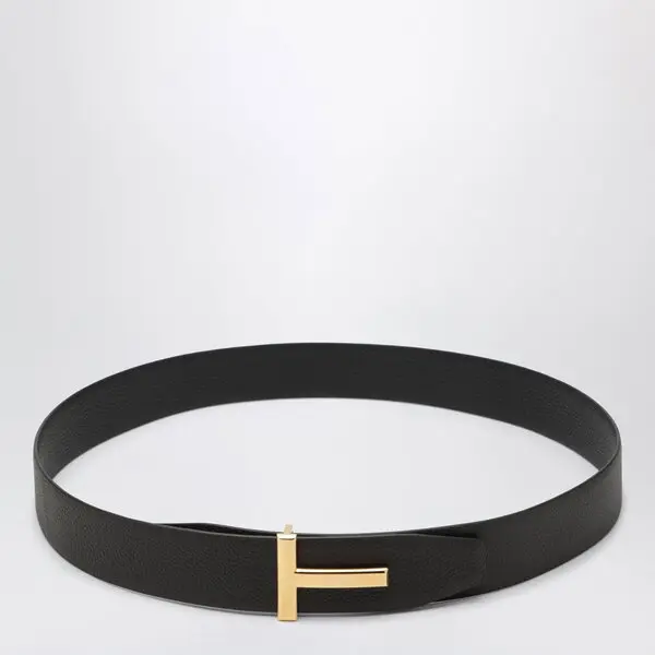 TOM FORD Reversible T-icon Grained Leather Belt In And Black - Brown