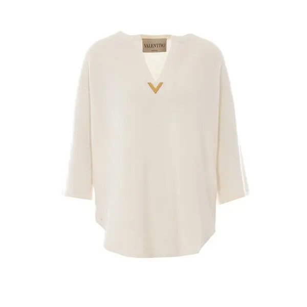 Valentino Garavani Sweater With V Logo Detail - White