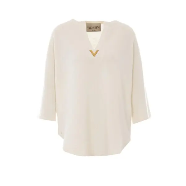 Valentino Garavani V-logo Virgin Wool Sweater - White