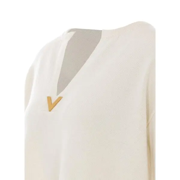 Valentino Garavani V-logo Virgin Wool Sweater - White