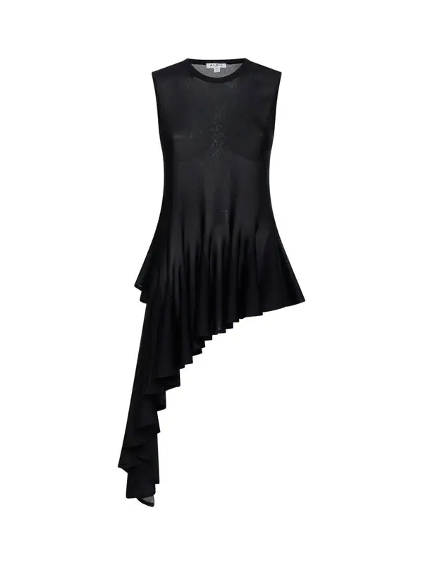 Alaïa Black Viscose Knit Asymmetric Godet Top - Multicolor