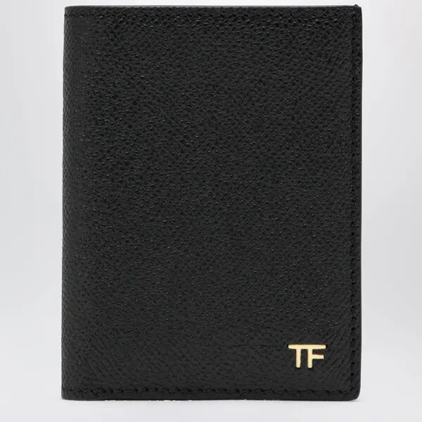 TOM FORD Grained Leather Card Holder With Logo - Black