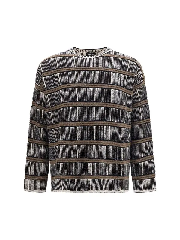 Giorgio Armani Oversized Ribbed Striped Sweater - Blue